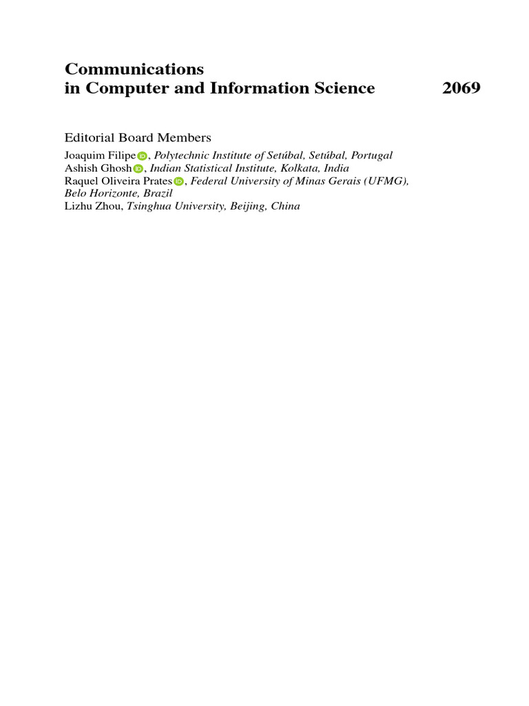 Communications in Computer and Information Science 2069: Editorial ...