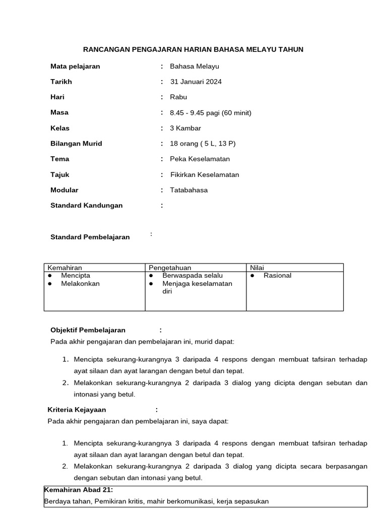 RPH Rabu - 31.1.2024 | PDF