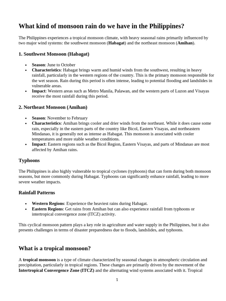 Monsoon Rain Patterns in the Philippines | PDF | Tropical Cyclones ...