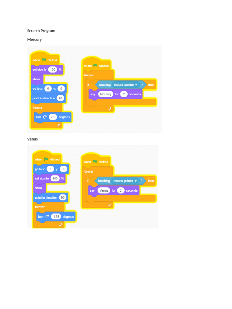 Scratch Program for robotics solar system | PDF