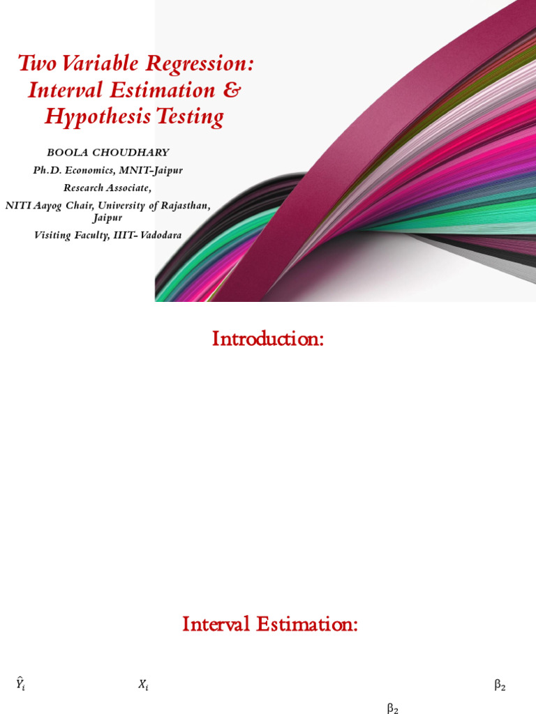 Two Variable Regression Interval 123estimation And Hypothesis Testing Pdf Statistical 4578