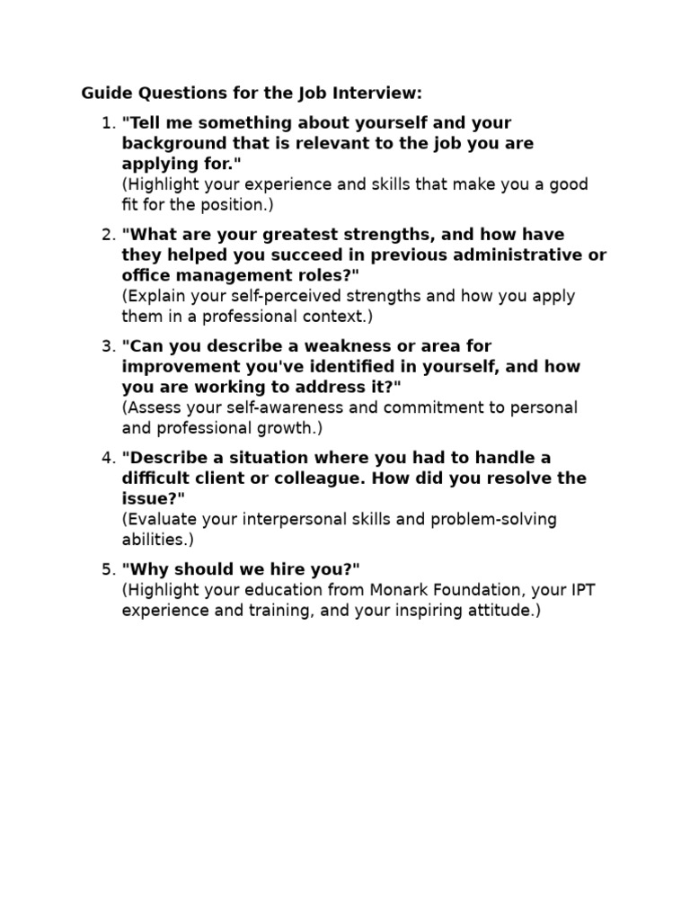 Guide-Questions-for-the-Job-Interview | PDF