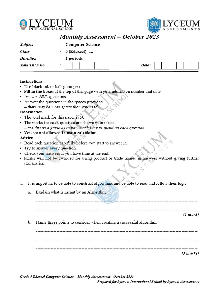 9 Edexcel Computer Science | PDF | Decimal | Educational Assessment