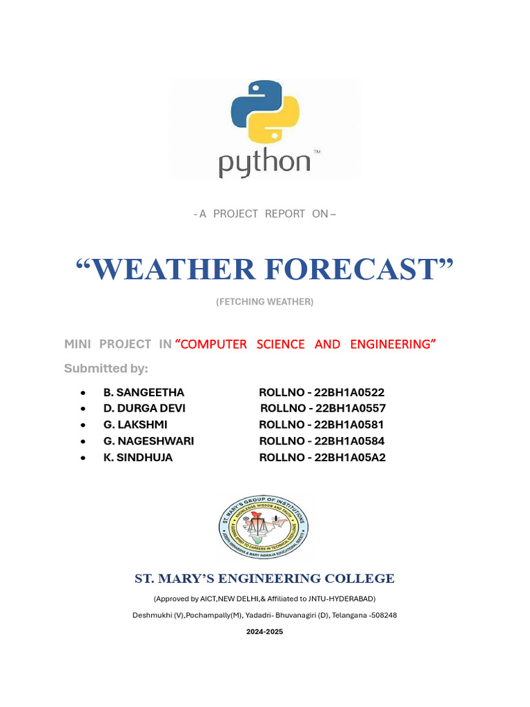 Weather Forecast Project Report | PDF | Weather Forecasting | Window ...