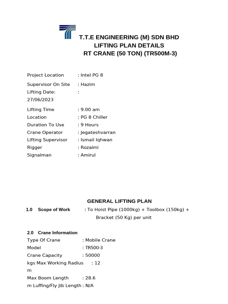 Lifting Plan PG8 New Roof - Pipe & Fitting | PDF | Crane (Machine)