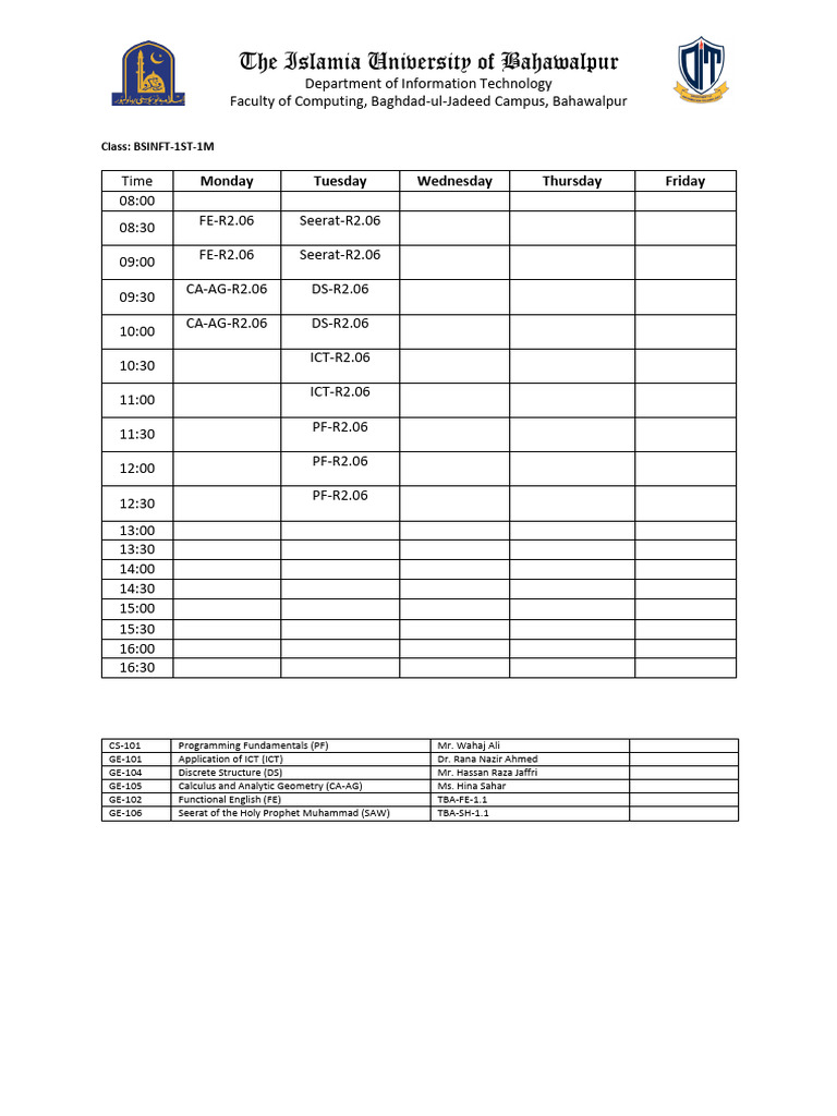 TimeTable Classwise 20241008 V2 | PDF | Applied Mathematics | Information Technology