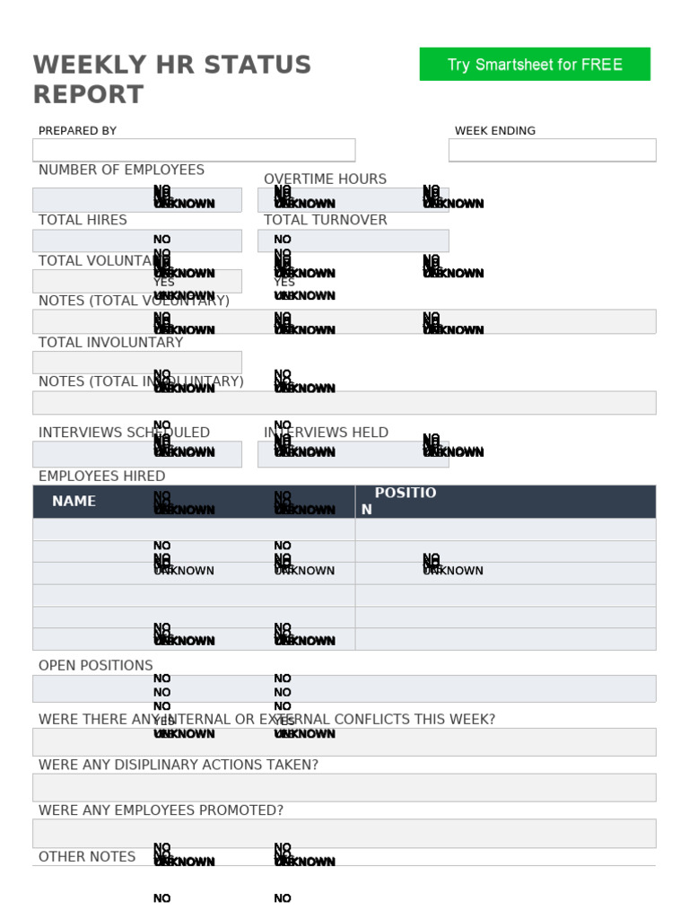 Weekly HR Status Report Summary | PDF | Business