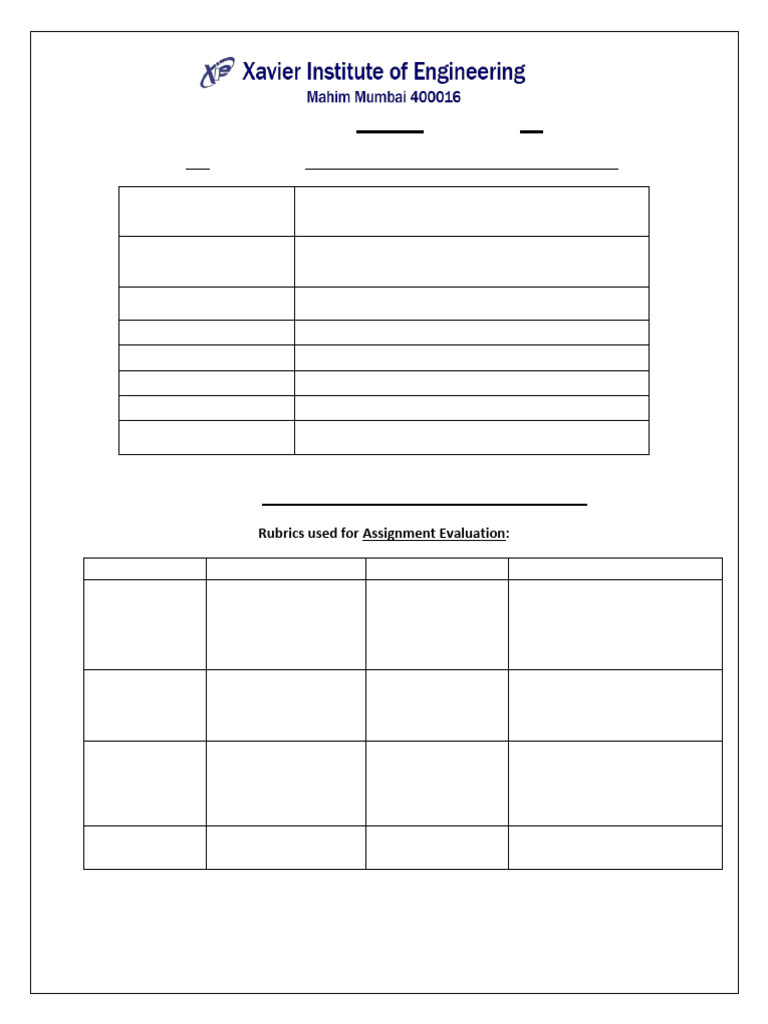 IndexPage Assignment Rubrics_PCE-II | PDF
