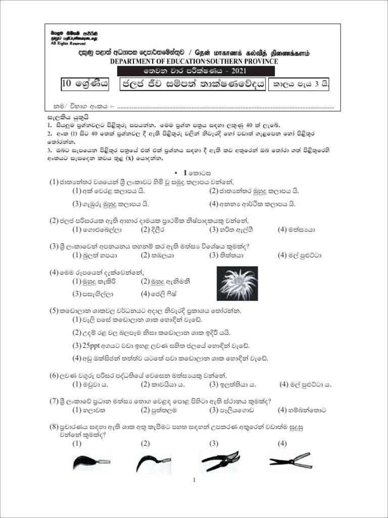 2021 Grade 10 Bio Resources Technology 3rd Term Test Paper Southern ...