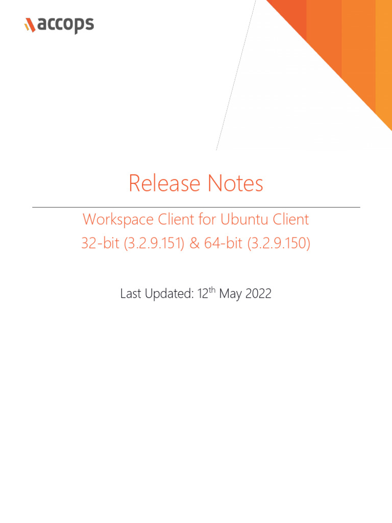 Workspace - Linux Client - 329150 - 329151 - ReleaseNotes | PDF | 64 ...