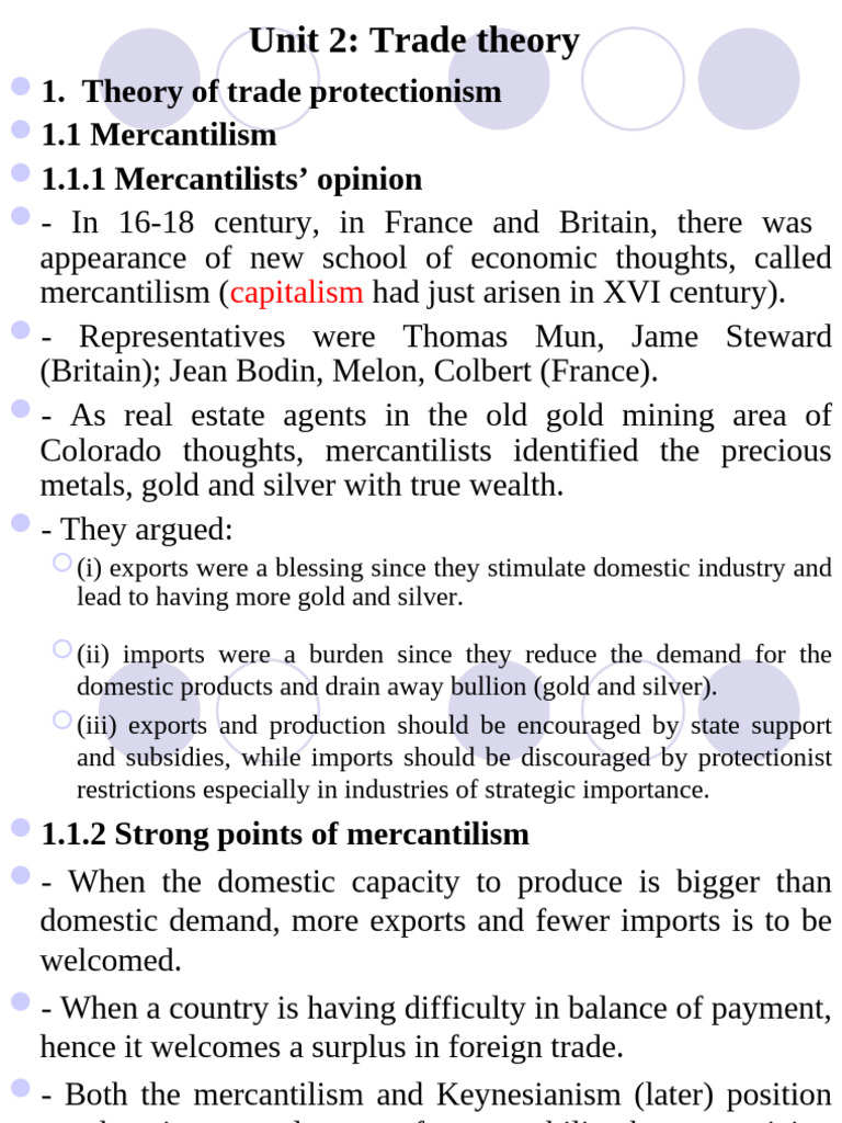 Unit 2 | PDF | Mercantilism | Comparative Advantage