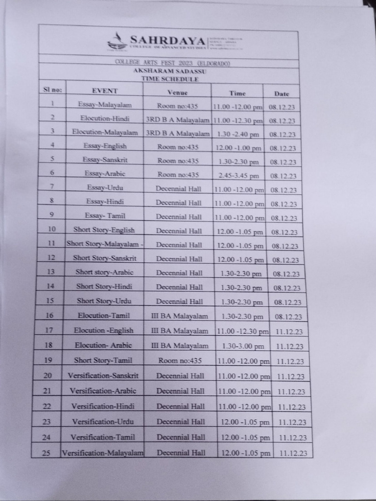 El - Dorado Time Schedule | PDF