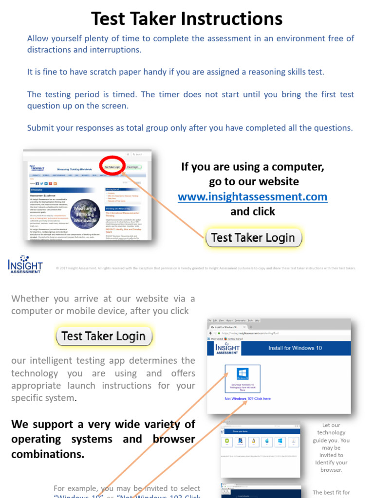 Insight Assessment Test Instructions | PDF | Windows 10 | Application ...