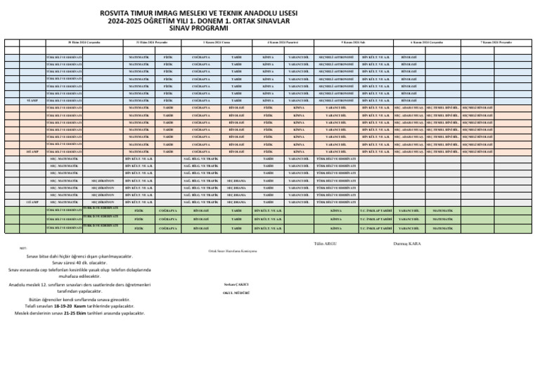 Ortaksinavprogrami 202420251.donem1.sinav | PDF
