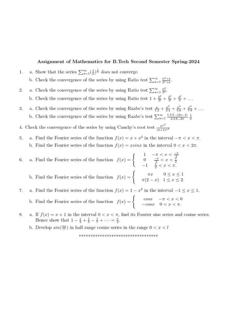 Assignment Sequence and Series and Fourier Series 240402 131439 | PDF | Analysis | Functions And ...