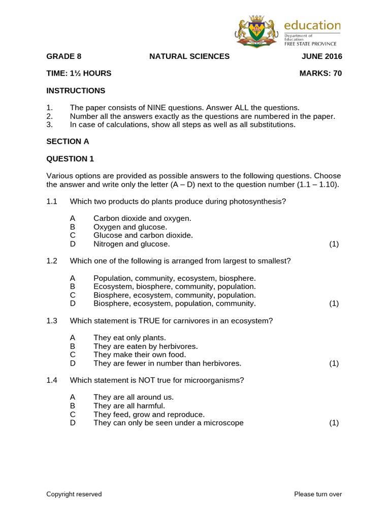 Grade_8_Natural_Science_June_2016_QP_1466579376 | PDF | Hiv/Aids ...