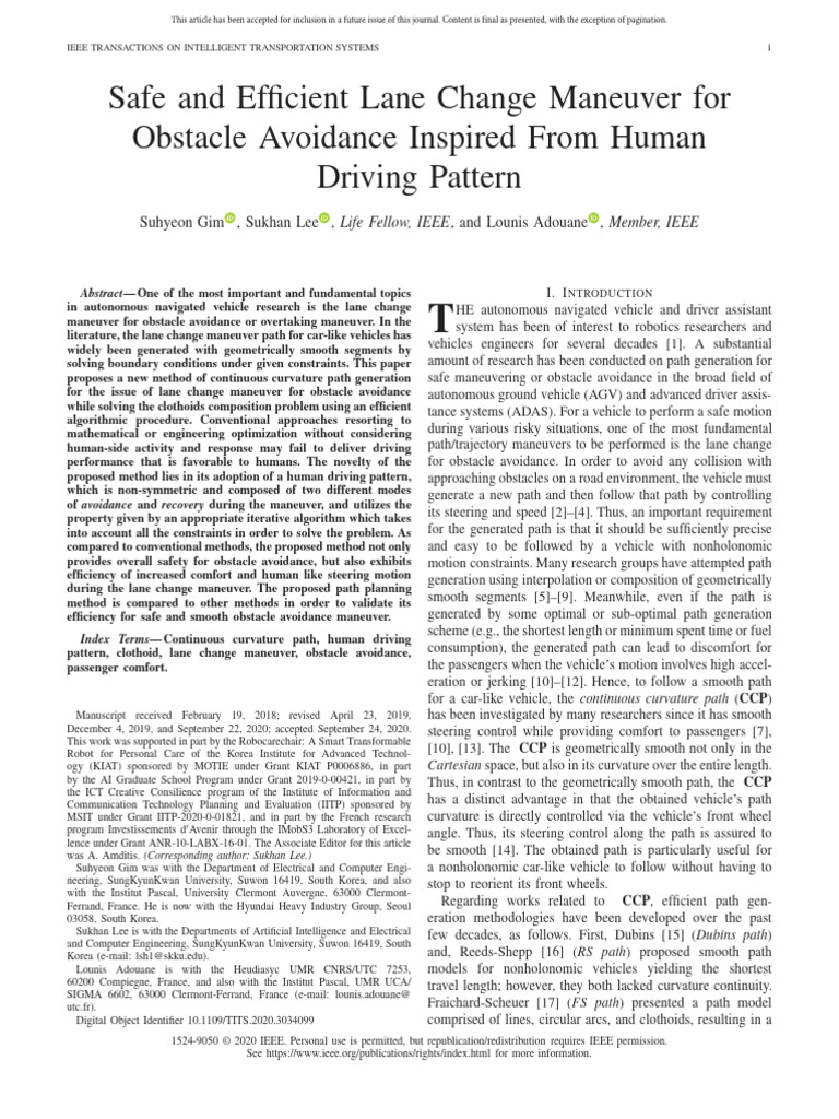 Safe and Efficient Lane Change System | PDF | Mathematical Optimization ...