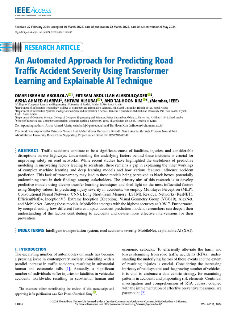 An Automated Approach For Predicting Road Traffic Accident Severity | PDF | Artificial Neural ...