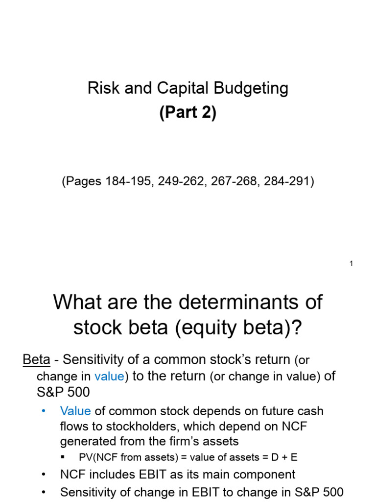 Notes3B Risk and Risk Budgeting | PDF | Cost Of Capital | Leverage ...