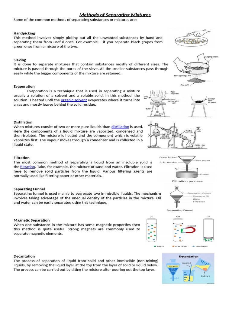 Methods of Separating Mixtures | PDF | Mixture | Filtration