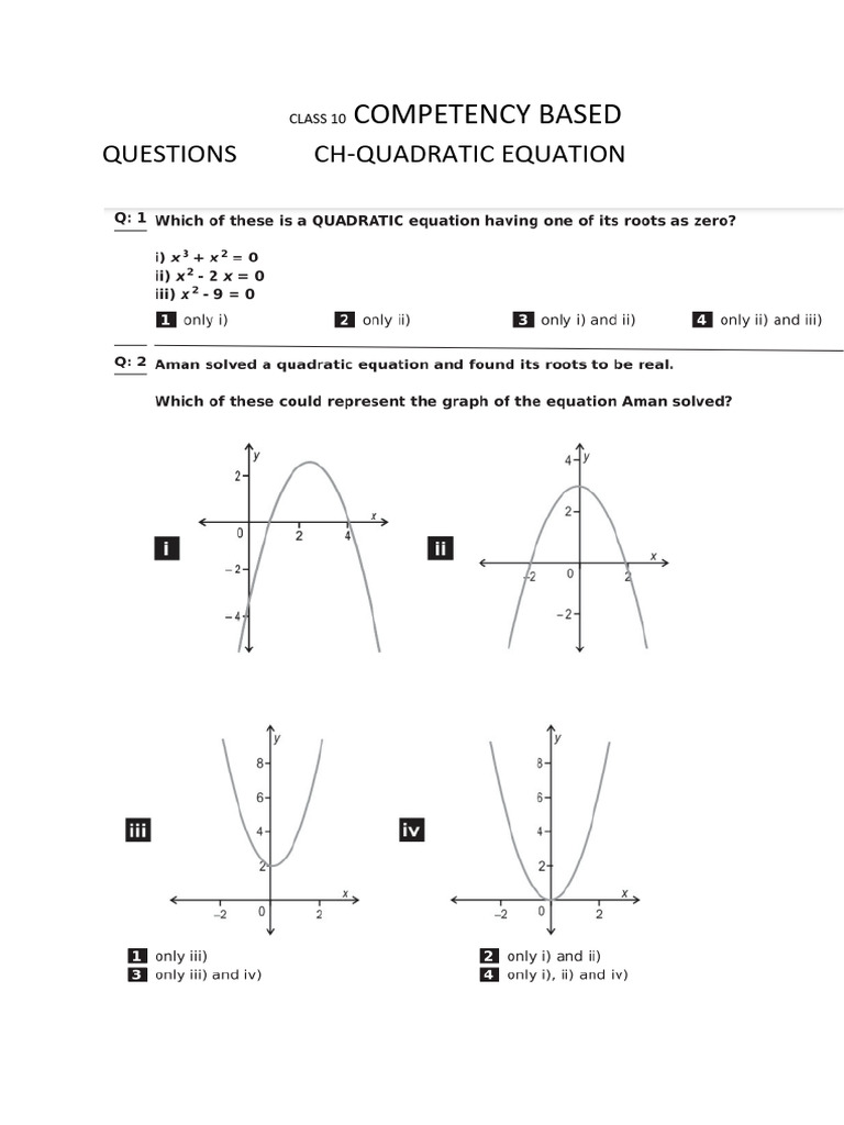 Class 10 Competency Based Questions CH 4 | PDF