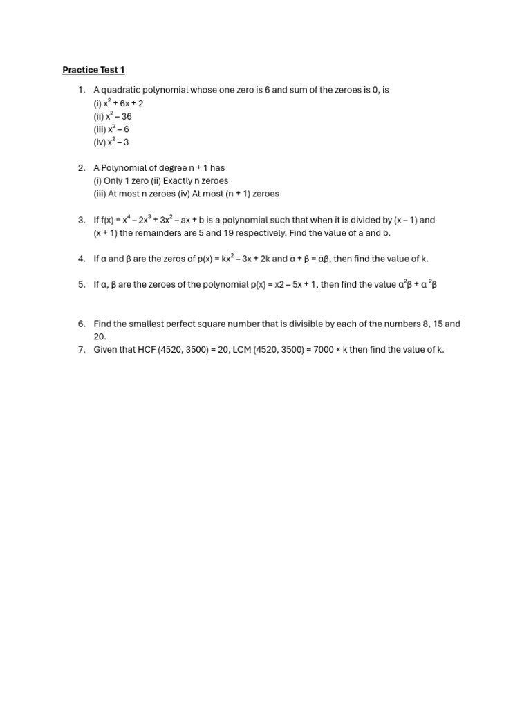 Practice Test 1 From PAPA | PDF | Science & Mathematics