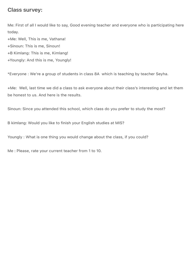 Class Survey | PDF