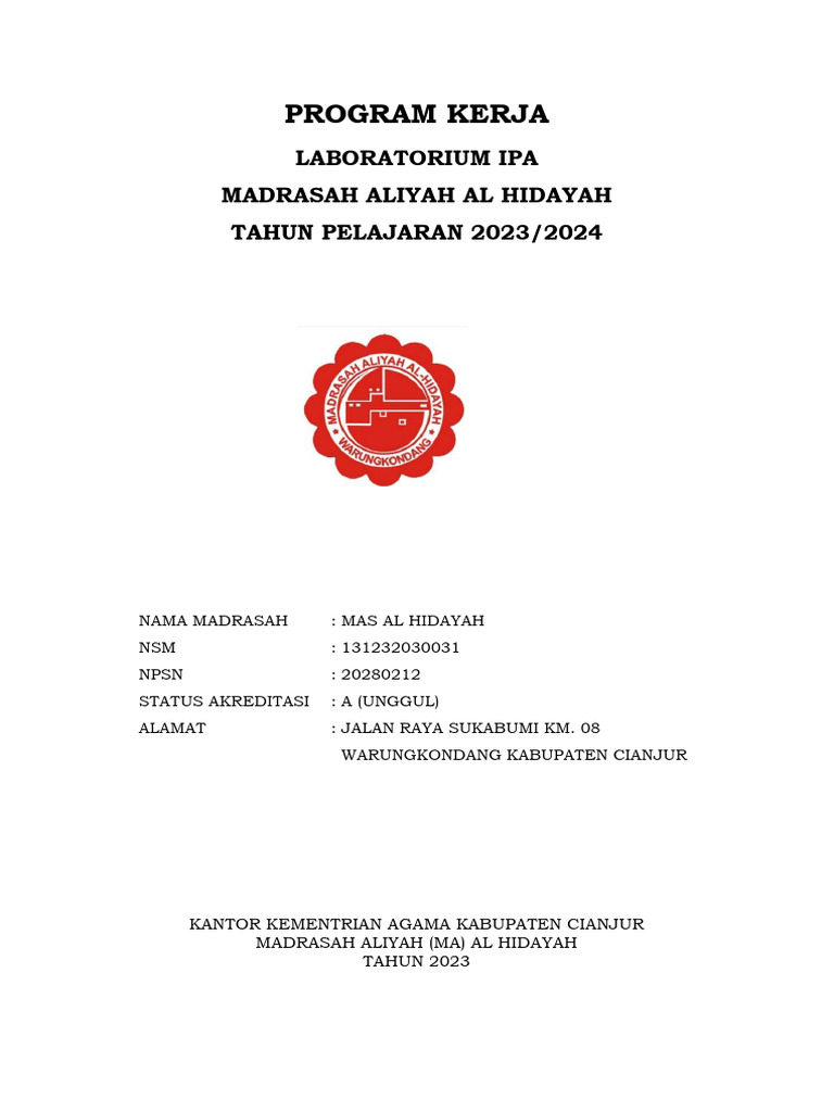 PROGRAM KERJA LABORATORIUM | PDF