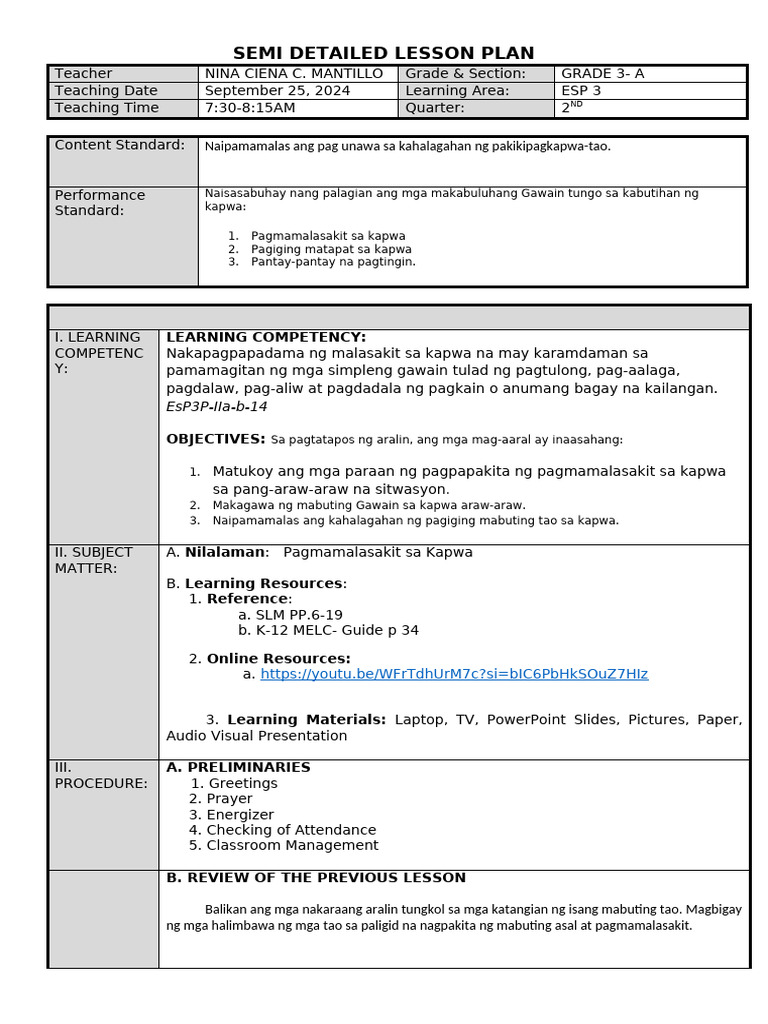 Esp Q2 - Day 1 | PDF