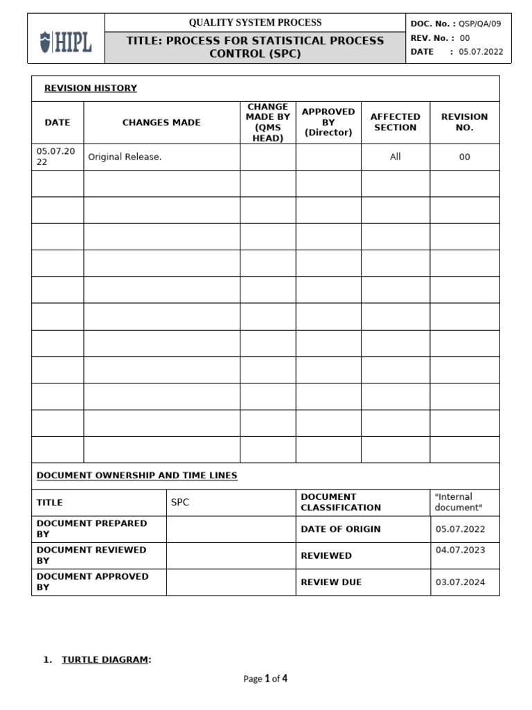 (QSP-QA-09) Process For Statistical Process Control (SPC) .. | PDF | Applied Mathematics ...