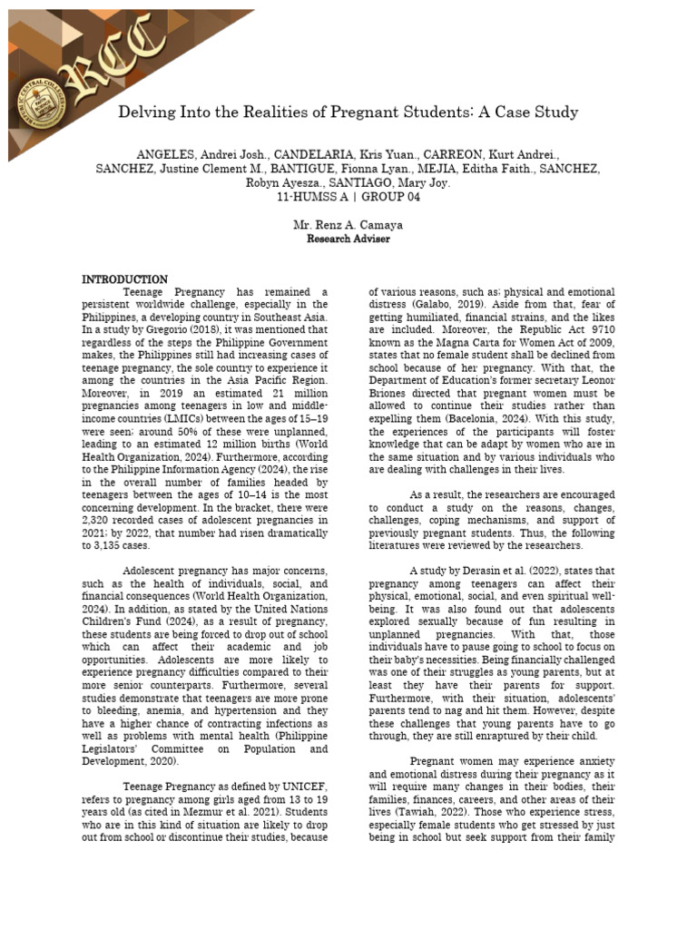 11 HUMSS A GRP 04 Journal-Format-Research | PDF | Adolescence | Pregnancy