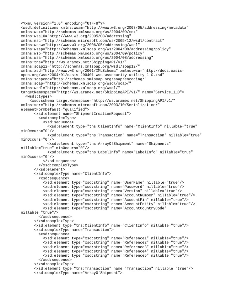 Shipping Services Api WSDL | PDF