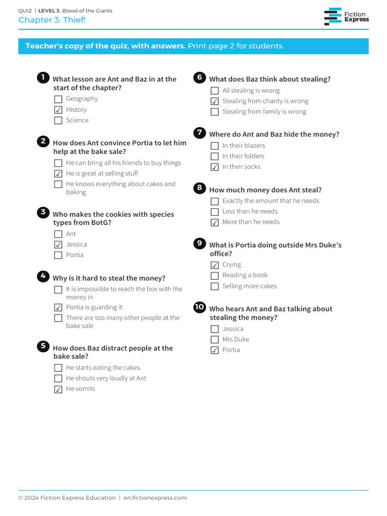 Quiz Blood of The Giants Chapter 3 | PDF | Cooking, Food & Wine