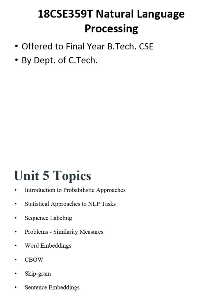 Unit 5 Updated | PDF | Part Of Speech | Machine Learning