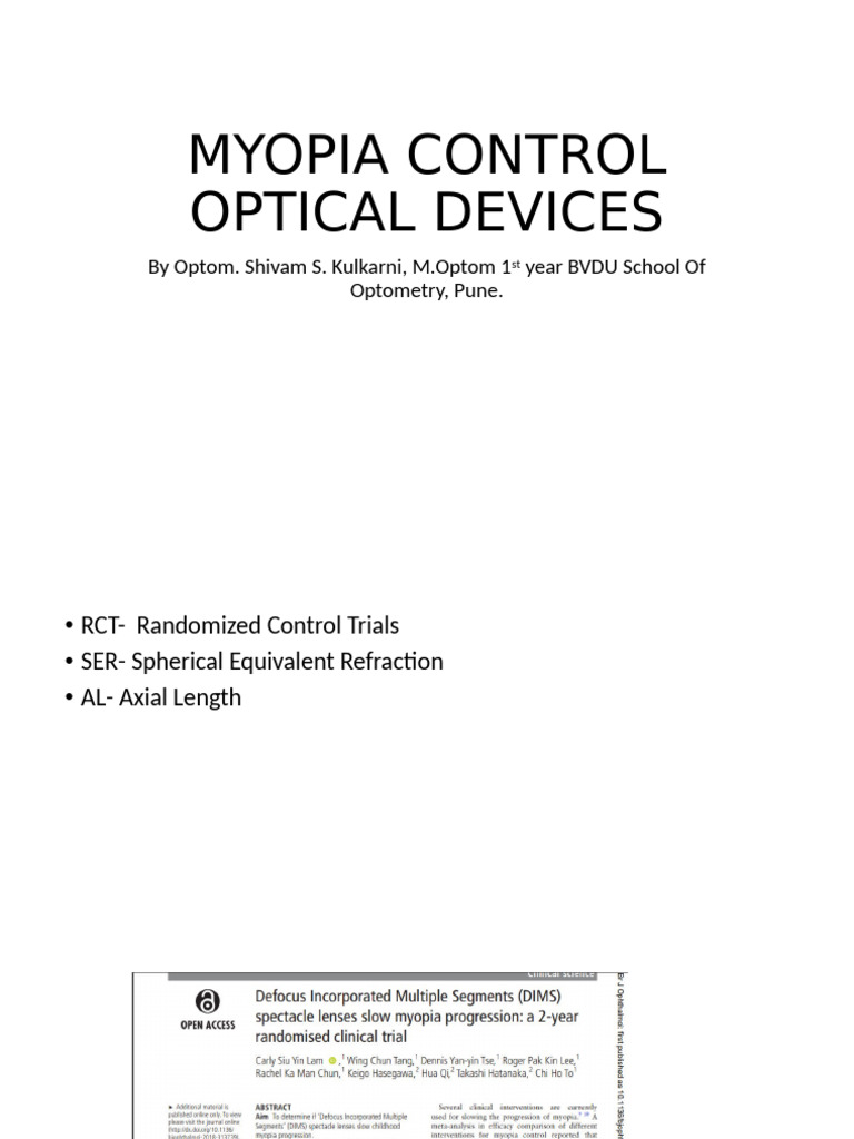 Myopia Control Optical Devices | PDF | Myopia | Glasses
