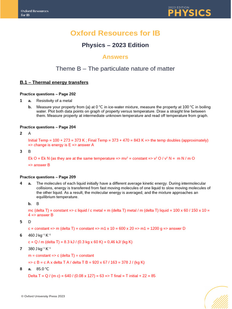 IB Physics Answers ThemeB | PDF | Greenhouse Effect | Resistor