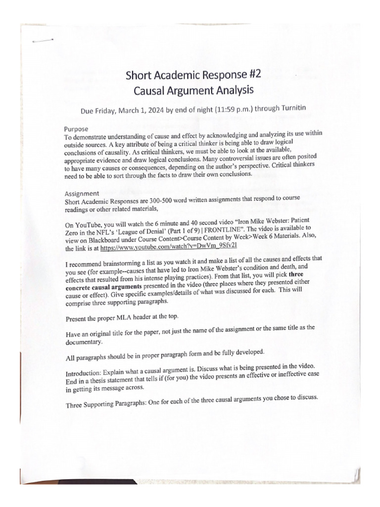 Short Academic Response #2 | PDF