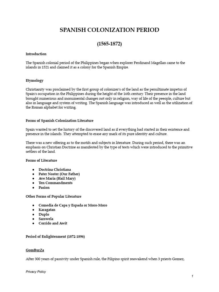 Spanish Colonization Period | PDF | Philippines