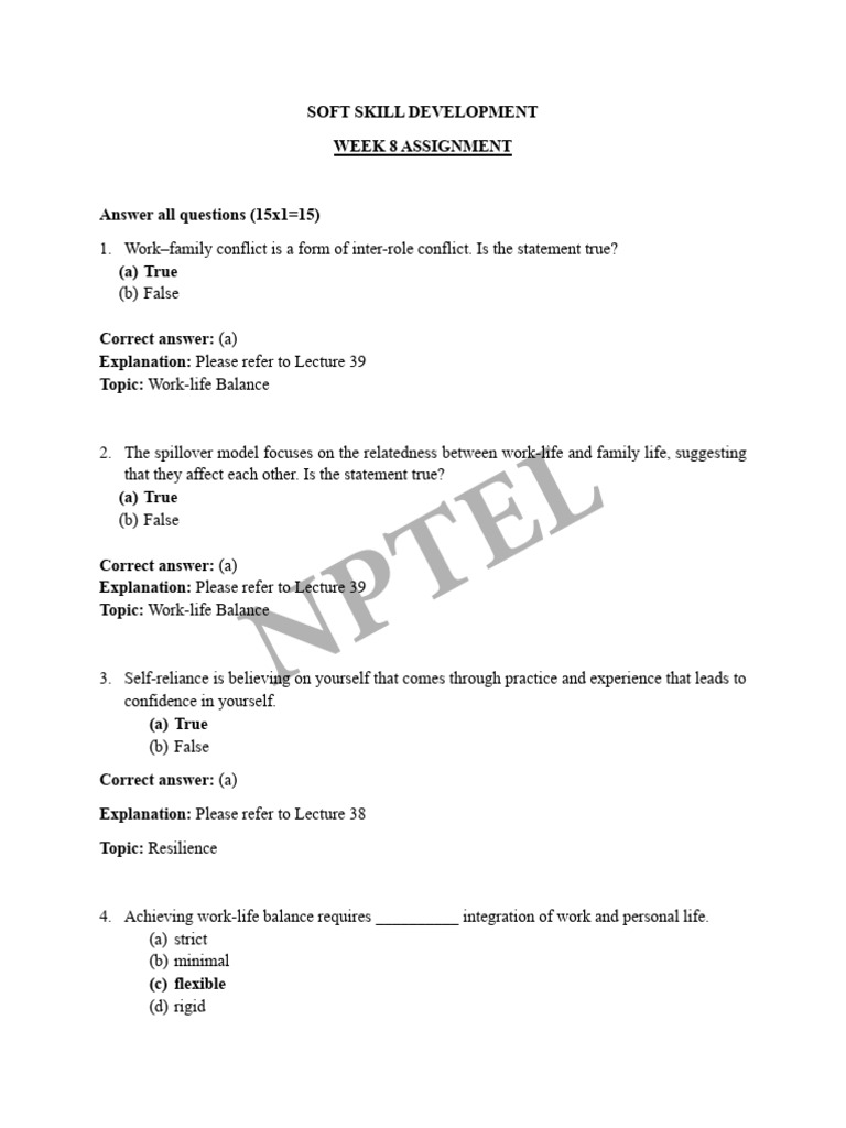 WEEK 8 Assignment 2024 (July-Sep) - Soft Skill Development | PDF ...
