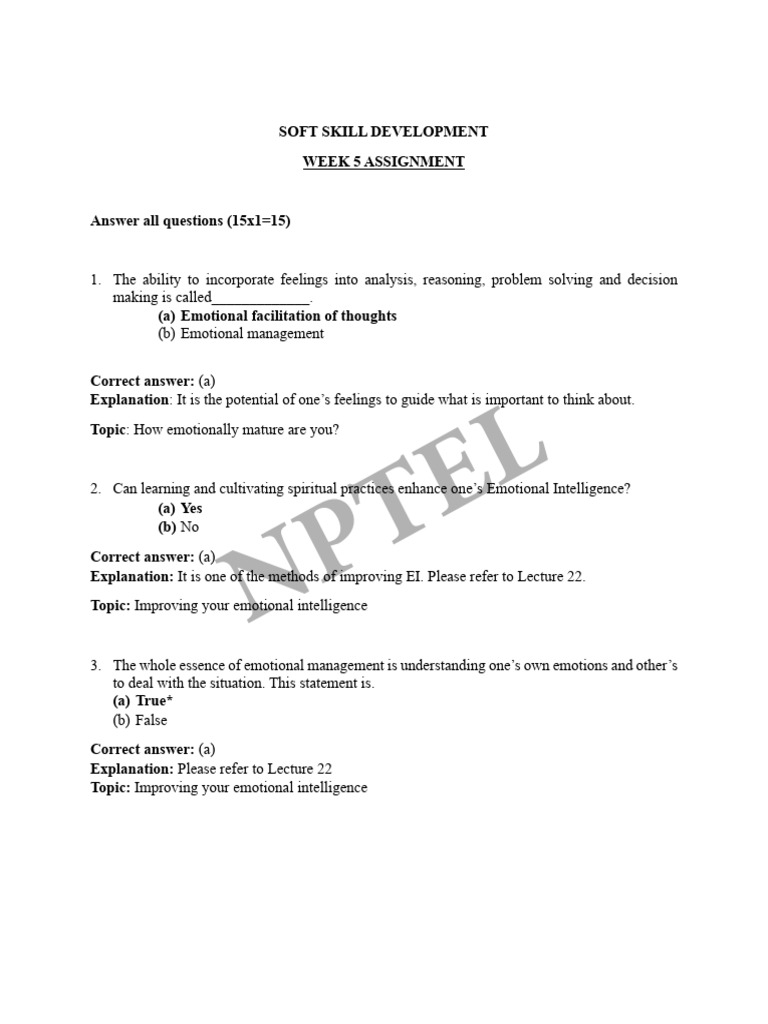 WEEK 5-Soft Skill Development Jul24 - Assignment - 04 | PDF ...
