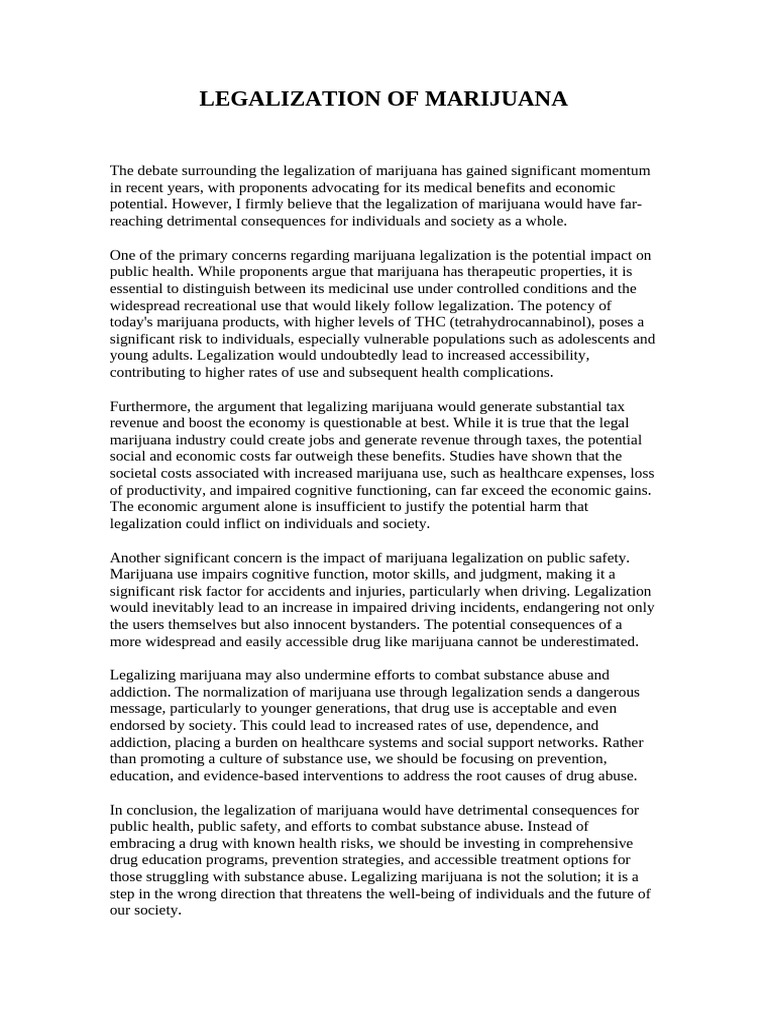 Legalization of Marijuana | PDF | Cannabis (Drug) | Substance Abuse