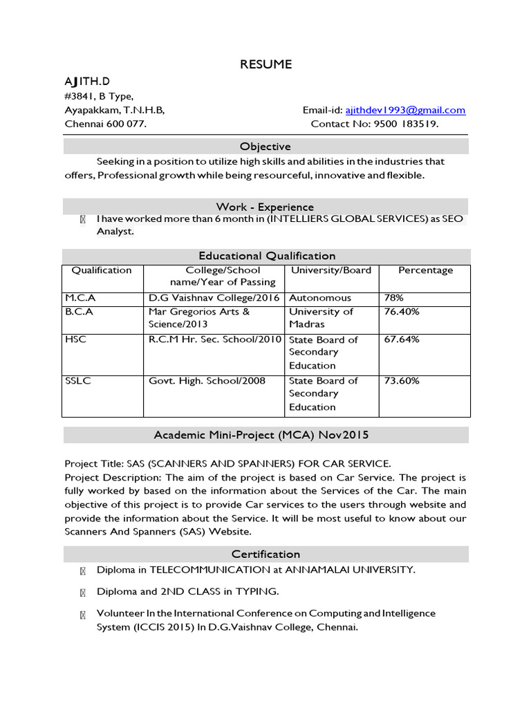 ajith RESUME() | PDF | Computing | Software