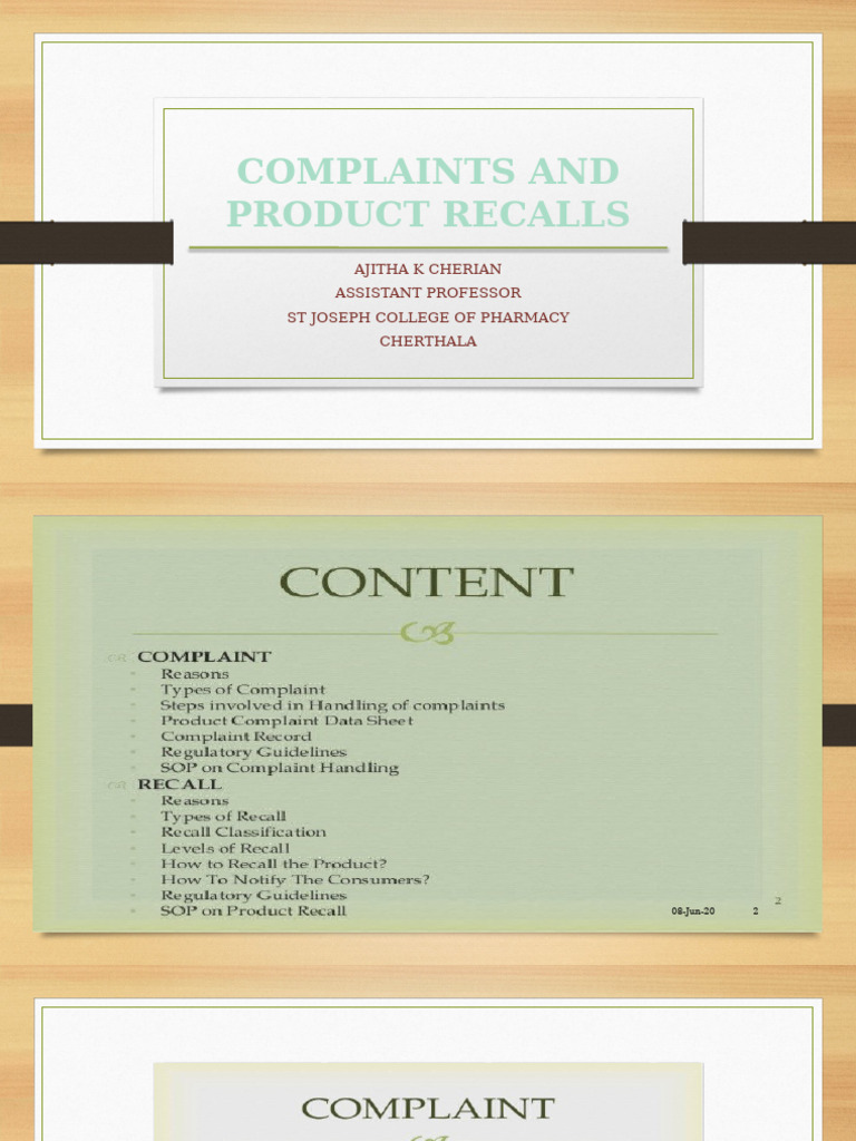 Complaints and Product Recalls | PDF | Waste | Waste Management