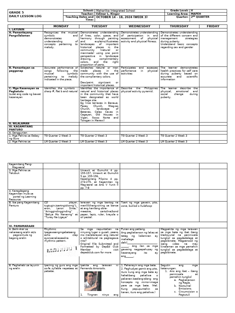 DLP_MAPEH 5_Q2_W3 | PDF