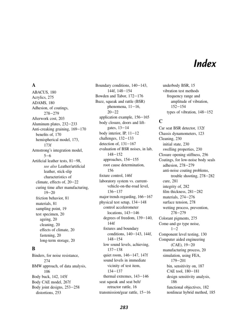 Index 2012 Automotive Buzz Squeak and Rattle | PDF | Friction | Hardness
