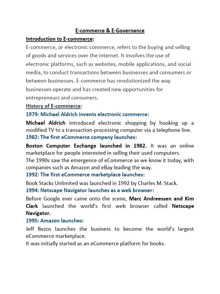 E Commerce Unit 1 | PDF | E Commerce | Retail