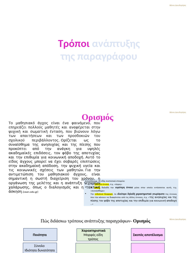 ΤΡΟΠΟΙ ΑΝΑΠΤΥΞΗΣ ΠΑΡΑΓΡΑΦΟΥ ΘΕΩΡΙΑ ΚΑΙ ΠΑΙΧΝΙΔΙΑ Β. ΔΟΥΛΗΓΕΡΗ | PDF