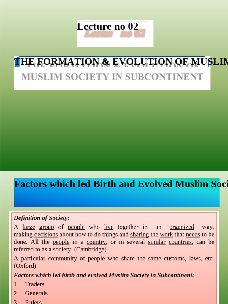 Formation of Muslim Society in Subcontinent | PDF | Sindh | Punjab