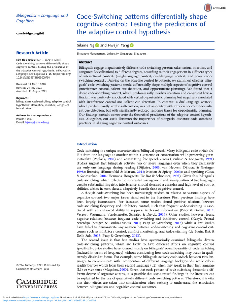 NG - Yang - 2021 - Code-Switching Patterns Differentially Shape ...