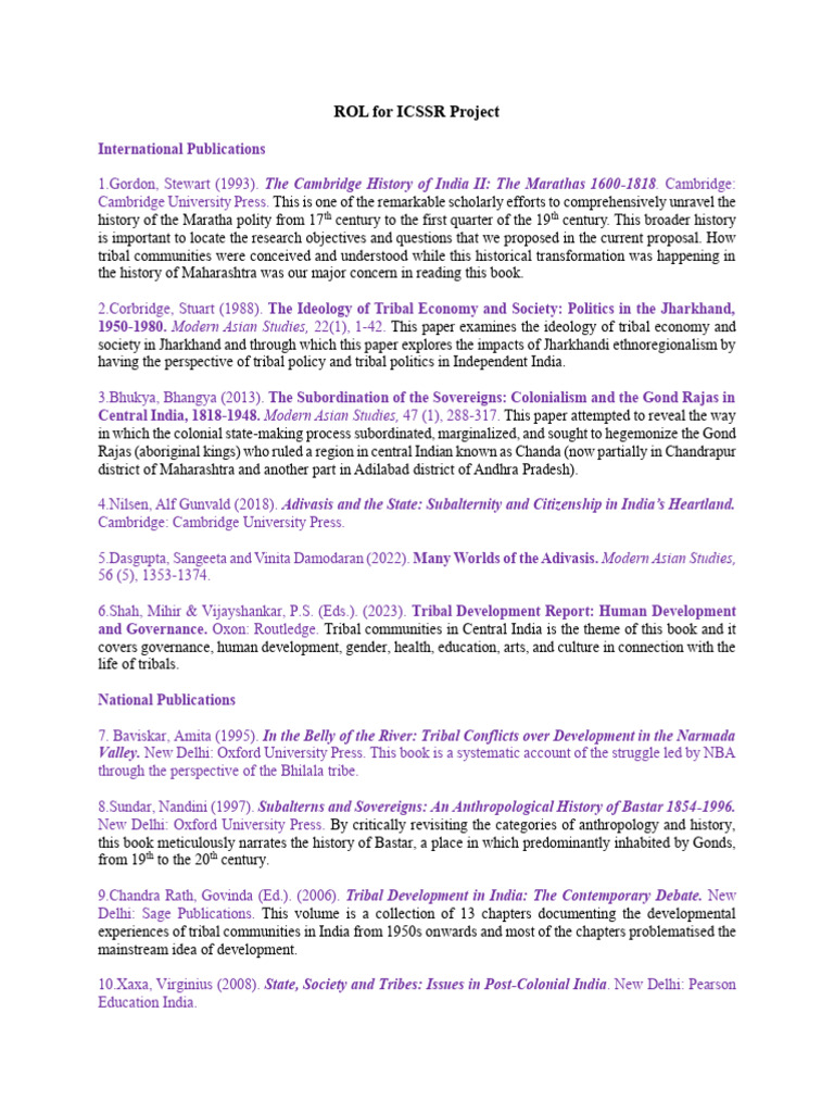 ROL for ICSSR Project | PDF